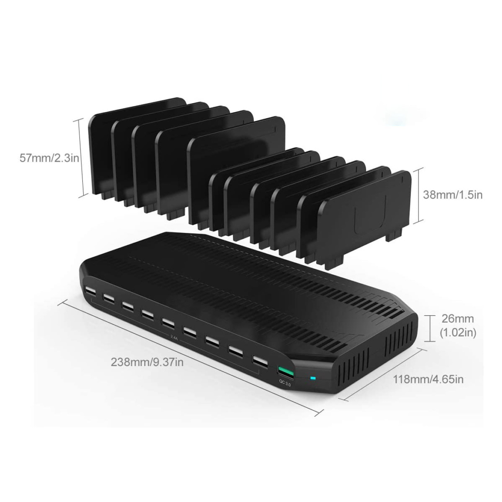 10 Port Mains Powered USB Charging Station | AutoIDStore